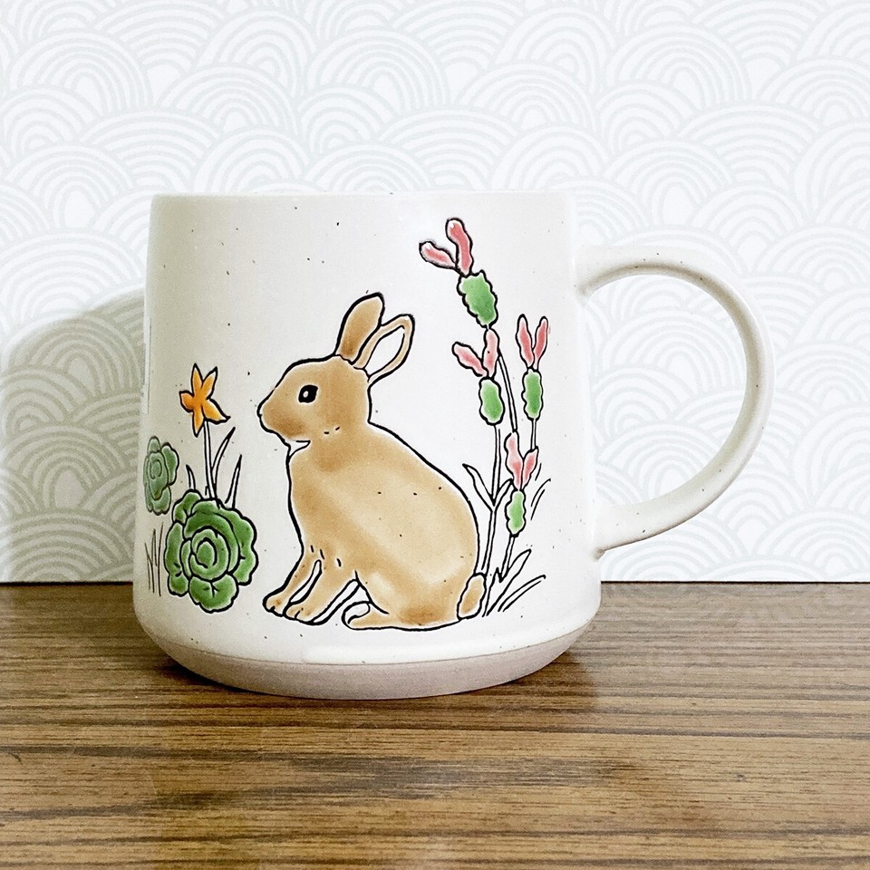 Bunny Rabbit Coffee Mug Large 17 oz Hand Painted Spring Easter Eli ...