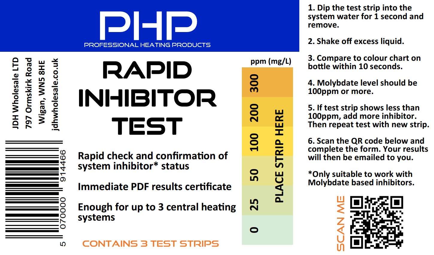 PHP Rapid Inhibitor Test Kit for Central Heating & Underfloor + PDF ...