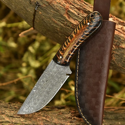Damascus Steel Handmade Tactical Fixed Blade Hunting Knife with Pine ...
