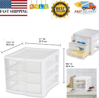 3 Drawer Plastic Storage Drawers Containers Clear Rack Cabinet ...