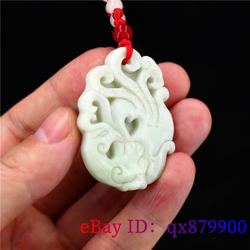 Jade Phoenix Pendant Necklace Jewelry Chinese Carved Natural Amulet ...