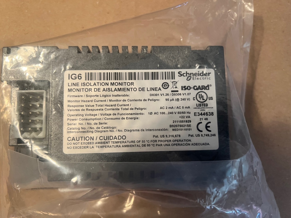 Schneider Electric IG6 ISO-GARD Line Isolation Monitor Series 6 ...