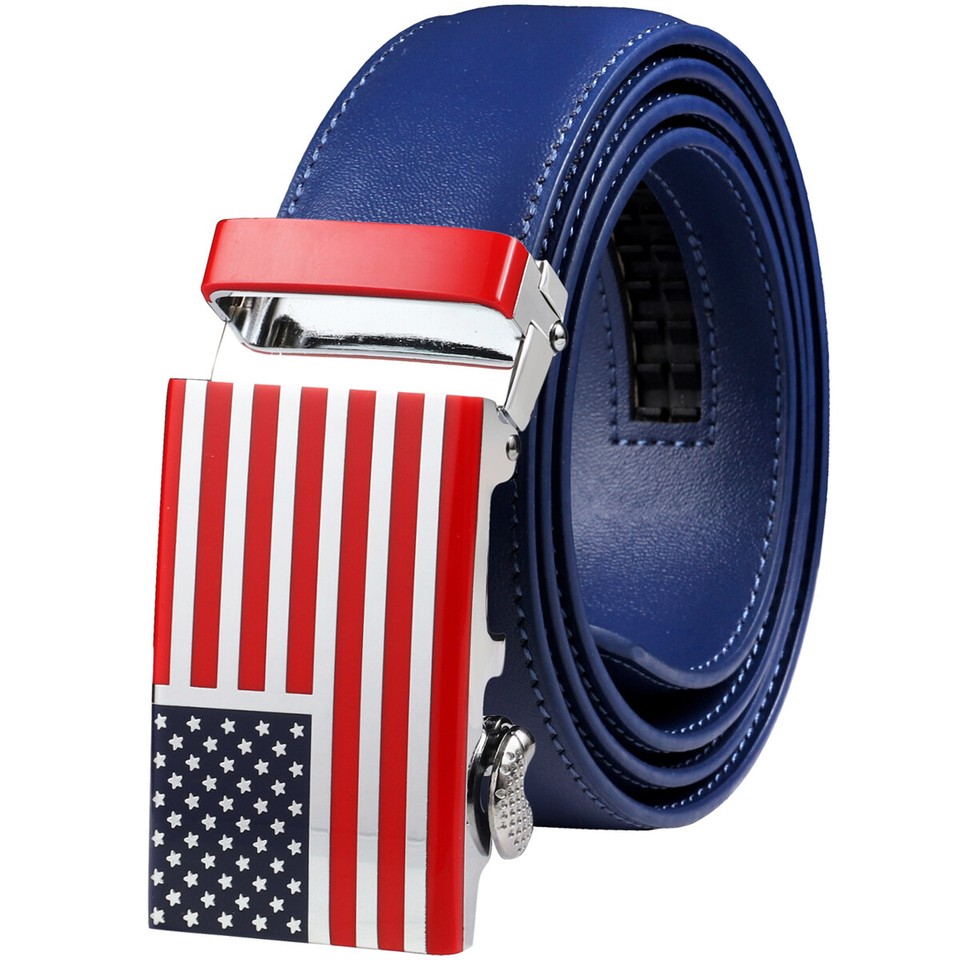 Falari USA Flag Men's Genuine Leather Dress Ratchet Belt 35mm ...
