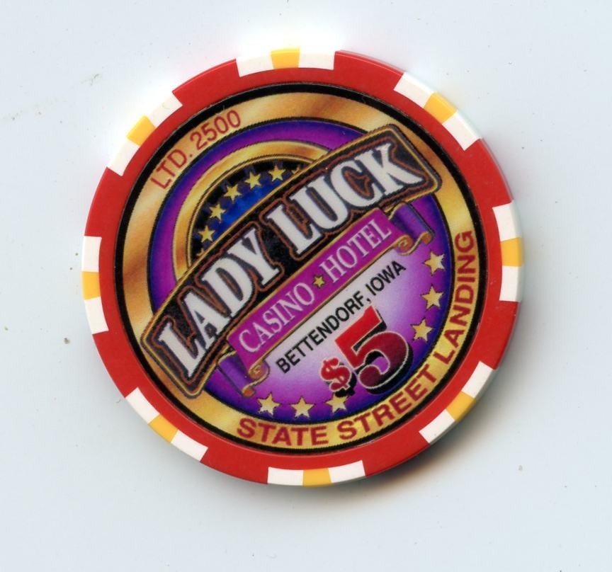 5.00 Chip from the Lady Luck Casino Bettendorf Iowa Hotel Grand Opening ...