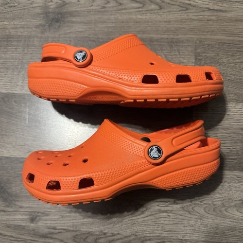 Crocs Neon Orange Unisex Adult Classic Slip On Ultra Light Clogs Mens 6 ...