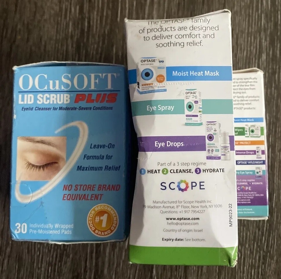 OPTASE Eyelid Cleansing Wipes Comfort Dry Eye Spray Occusoft Lid Scrub ...