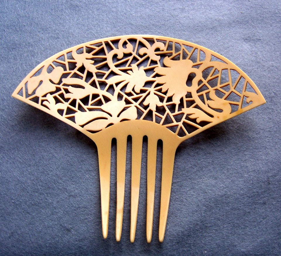 Art Deco French ivory hair comb asymmetric design hair accessory | eBay