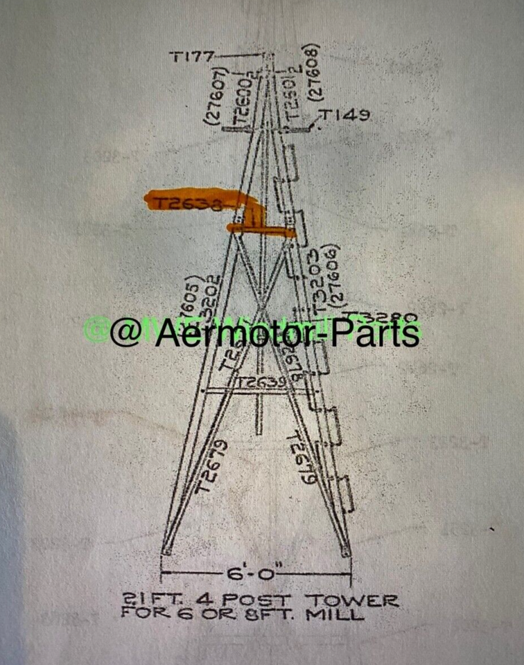 Aermotor Windmill Tower Top Angle Iron Girt, NEW, for 21ft towers T2638 ...