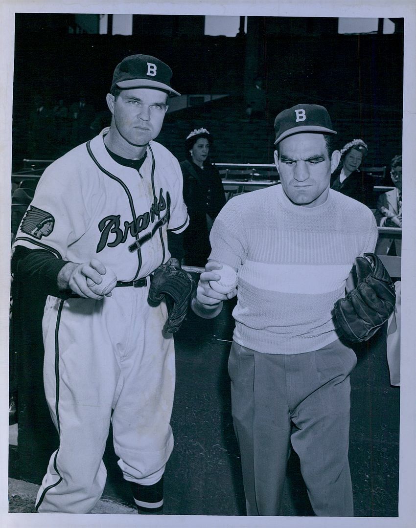 1951 Johnny Sain Braves w/Boxer Joe Rindone Press Photo | eBay