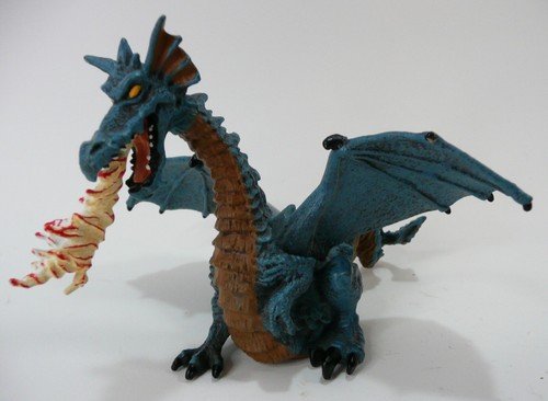 Papo Fire Breathing 4" Dragon Blue Figure Figurine 2005 Medieval ...