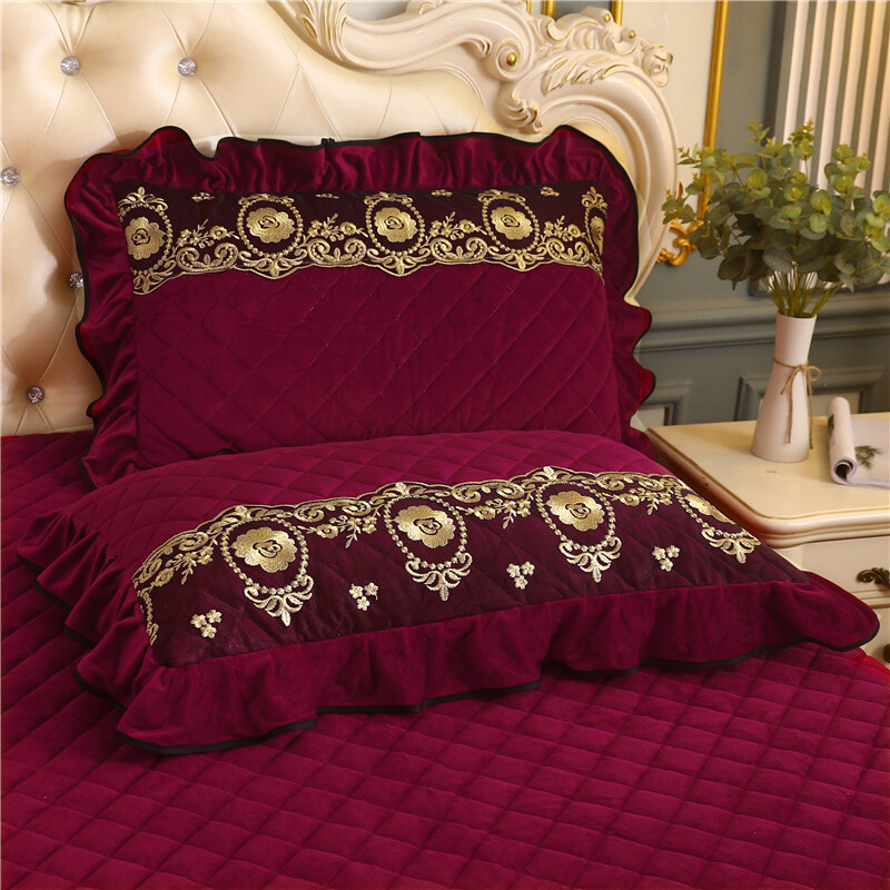 Solid Lace Velvet Bed Sheet Set Queen King Size Bedspreads Vintage ...