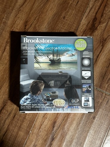 Brookstone Pocket Projector Mobile Movies Presentations Videos100 ...
