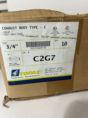 Lot Of 10 C267 TOPAZ IRON CONDUIT BODY Type C 3/4” HUBS JC-2 Group 7 ...