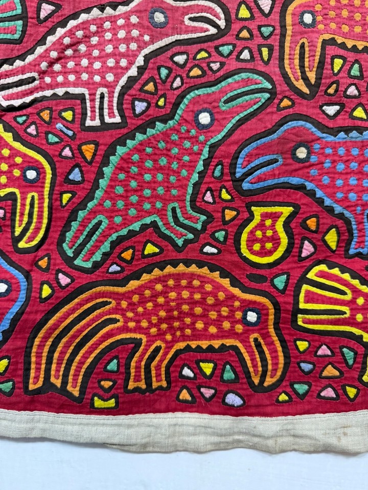 Antique Rare Collectible Hand Sewn Kuna Mola Panama Applique Folk Art ...