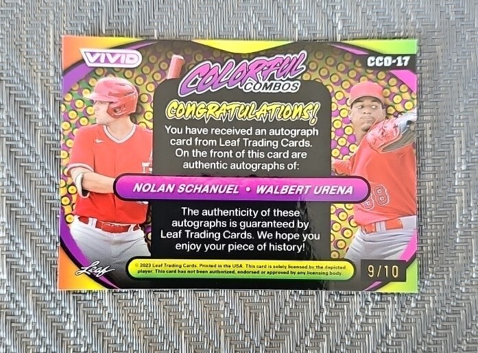 2023 Leaf Vivid Nolan Schanuel Walbert Urena Dual Auto Angels 9/10 | eBay