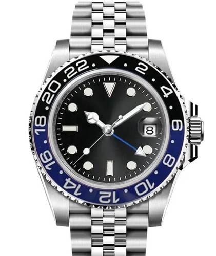 CUSTOM NH34 WATCH MOD “Batman” DIVER GMT 40 MM AUTOMATIC SILVER ...