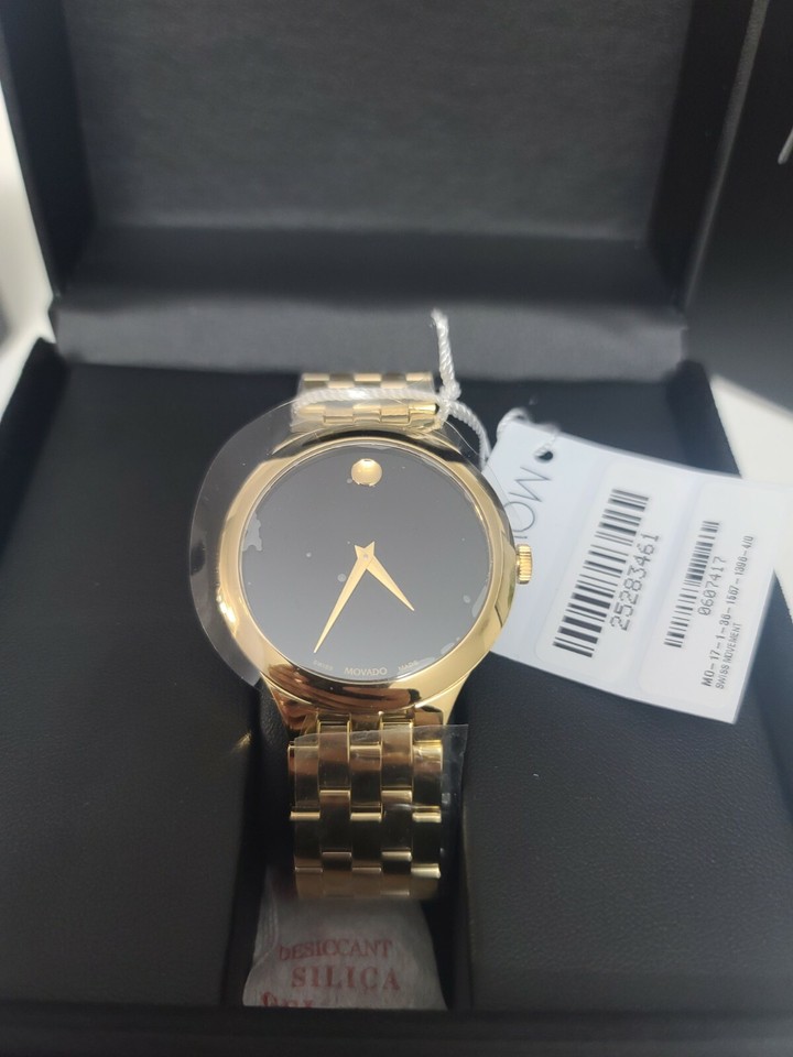 NEW Movado Veturi Classic GOLD PVD Mens Stainless Steel Watch 40mm ...