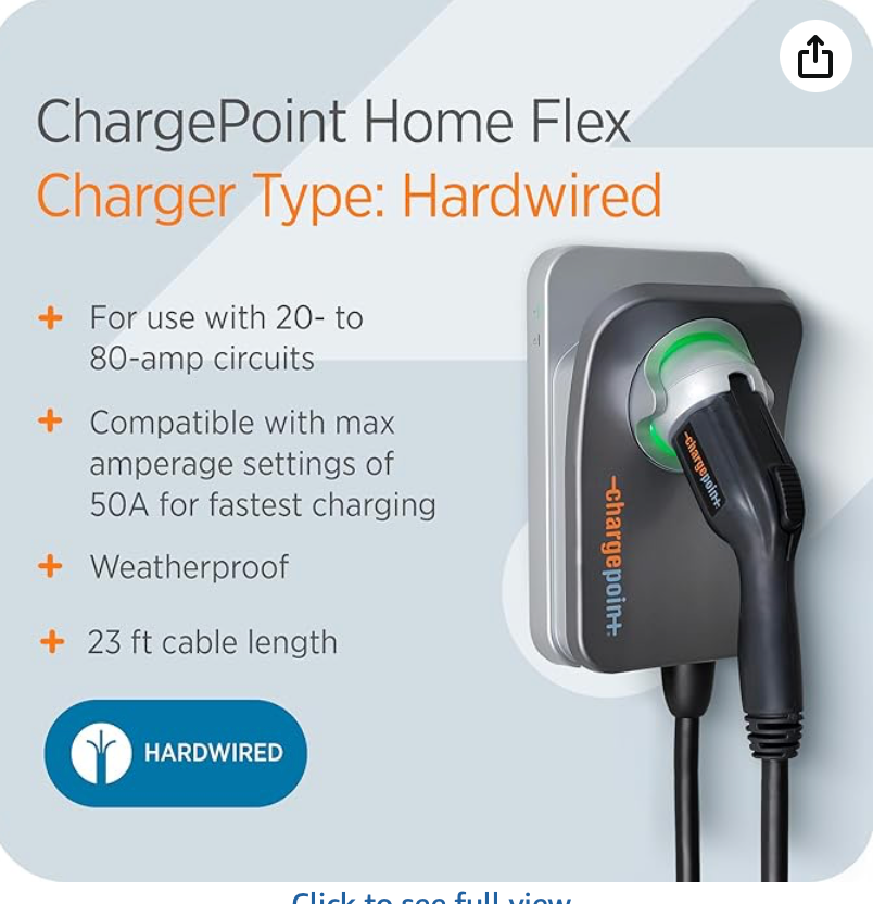 ChargePoint Home Flex Level 2 EV Charger J1772, NEMA 14-50 Outlet 240V ...