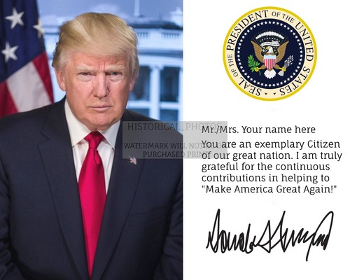 PERSONALIZED PRESIDENT DONALD TRUMP AUTOGRAPH NOTE YOUR NAME 8X10 PHOTO ...