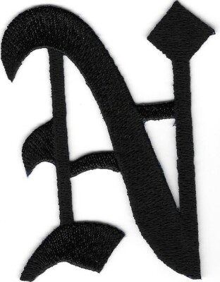 3" Fancy Black Old English Alphabet Letter N Embroidered Patch | eBay
