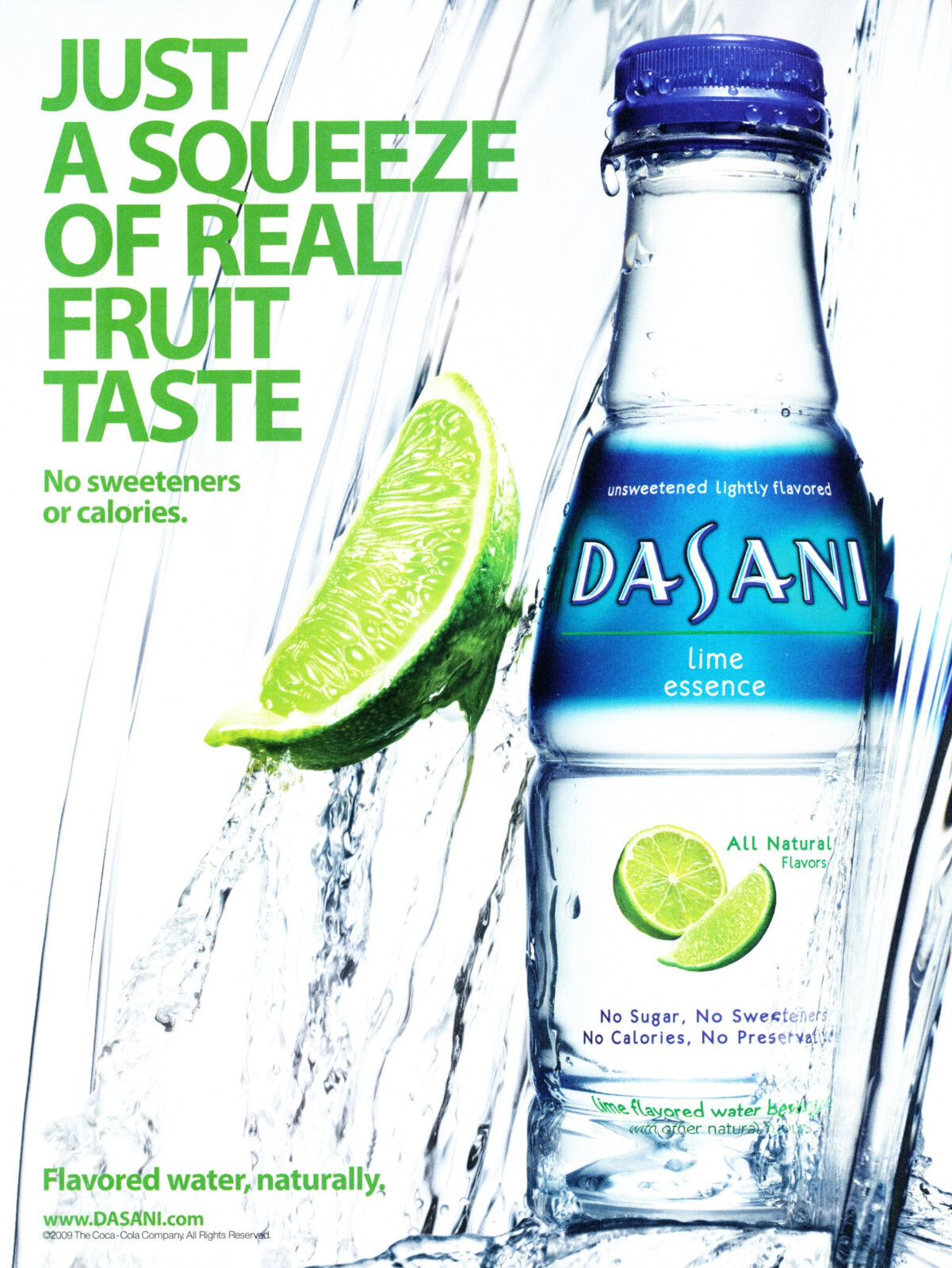 DASANI WATER magazine AD #06 RARE 2009 OOP JUST A SQUEEZE OF REAL FRUIT ...