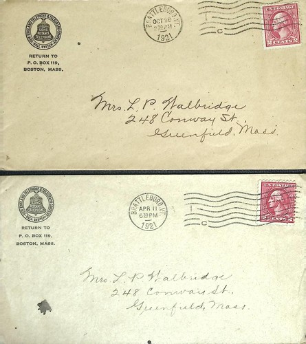 1921 New England Telephone & Telegraph C. Advertising Envelopes 2 with ...