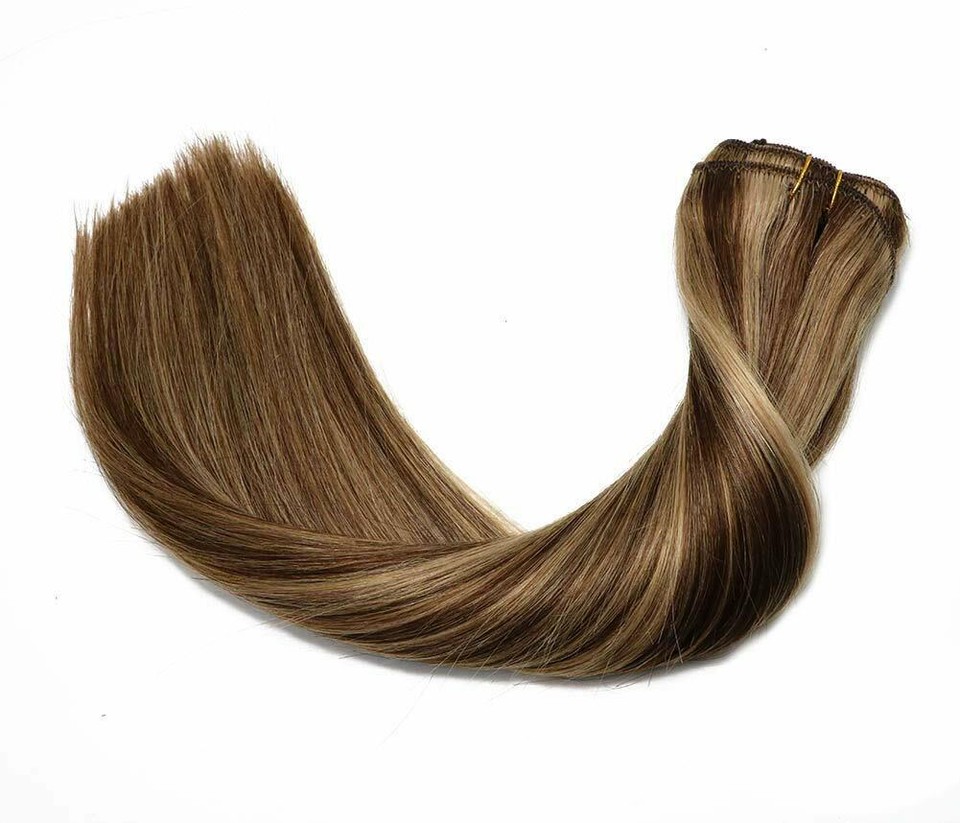 Full Head Double Weft Sew in Weft Hair Extensions Weave Real Human Hair ...