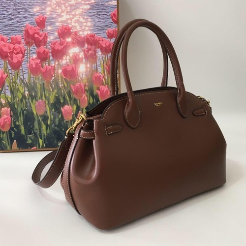 COACH CU218 2Way Shoulder Bag Empire Carryall Bag 28 Maple Brown Outlet ...