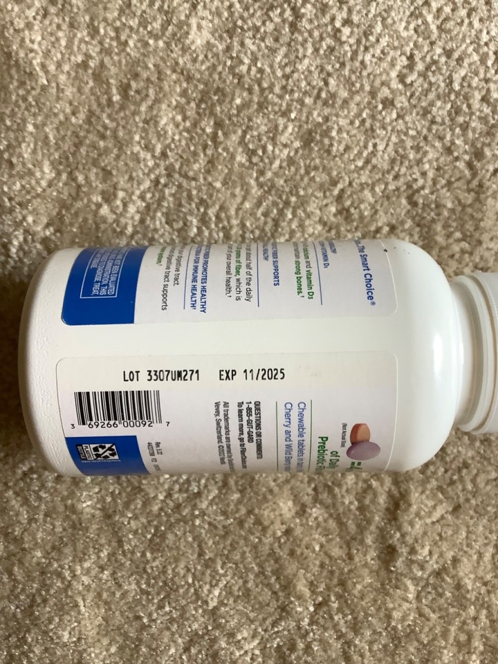 Fiber Choice Prebiotic Fiber Supplement 90 Chewable Tablets Exp 11/2025 ...