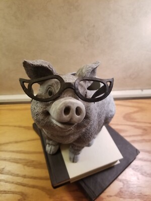 ROMAN PIG WITH GLASSES 9 INCH RESIN PLANTER GARDEN STATUE YARD DECOR ...