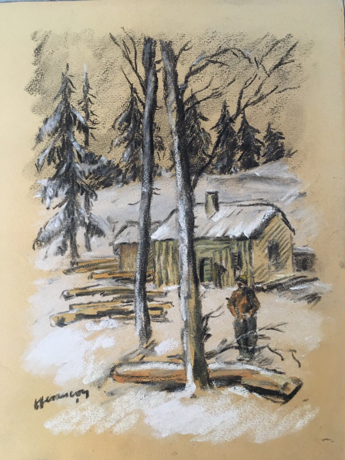 Lot 10 Drawing Painting Charcoal From Hal Hermanson Canada Inuit Hunter ...