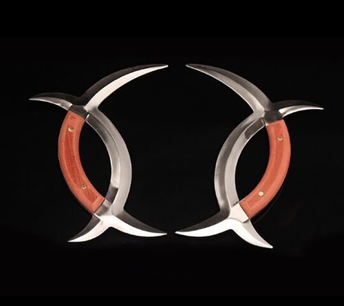 Chinese Martial Arts Weapon:A Pair of Gossip Red Ji-Chi Wooden Yuanyang ...