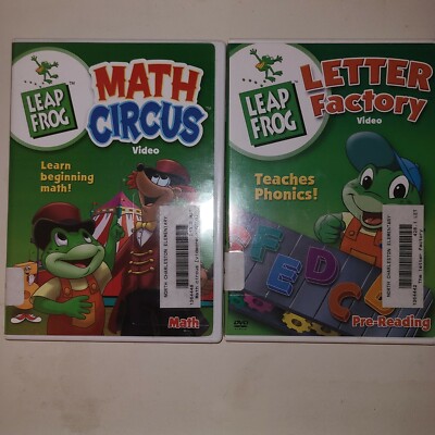 LEAP FROG 2-Lot "Letter Factory & Math Circus" Pre-Reading, Pre-Math VG ...