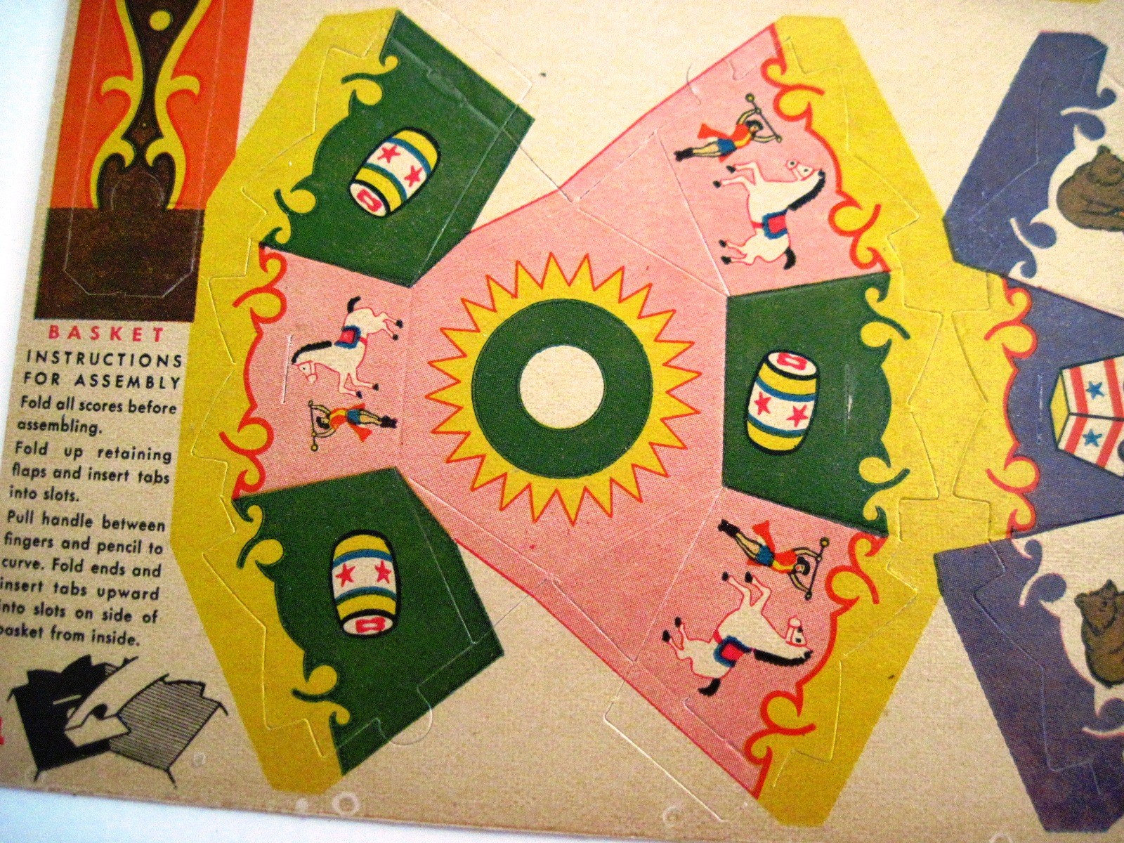 Vintage Sheet of Punch Out Craft To Make A Basket Out of Card Board ...