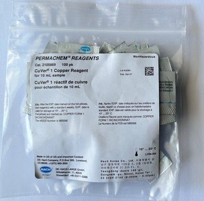 New Hach 2105869 CuVer ® 1 Copper Reagent Powder Pillow For 10 mL ...