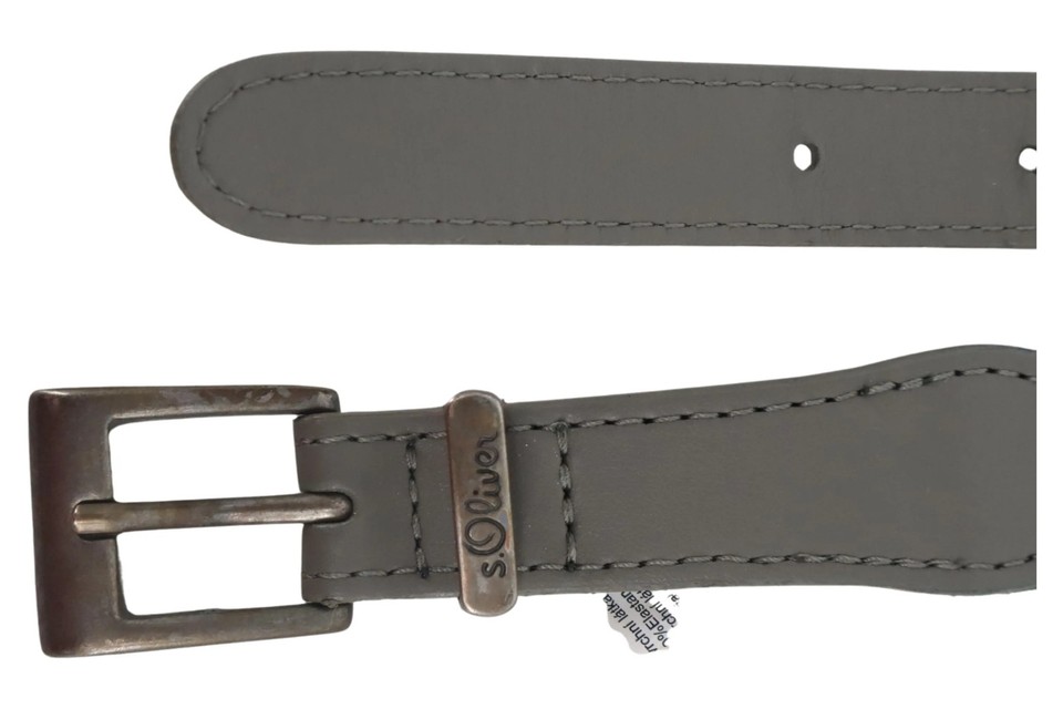 S.OLIVER Ceinture Unisexe Grise Cuir Logo 67cm | eBay