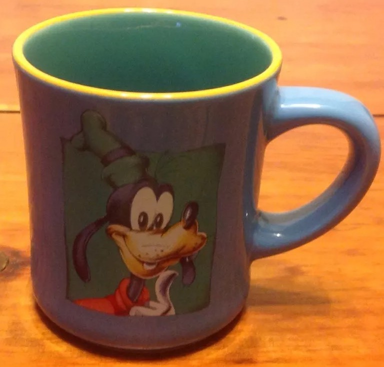 Disney goofy Coffee Cup Blue W/green Inside Collectible Ceramic Mug ...