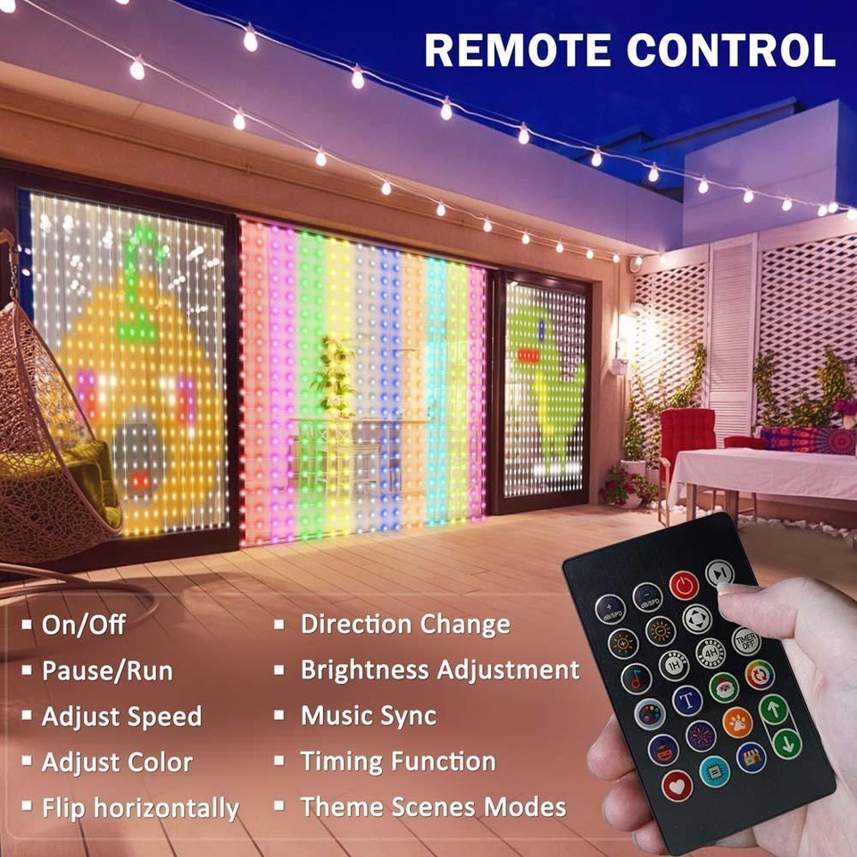 400 LED Smart Curtain Lights String with Remote Twinkle Wall Lamp Party ...