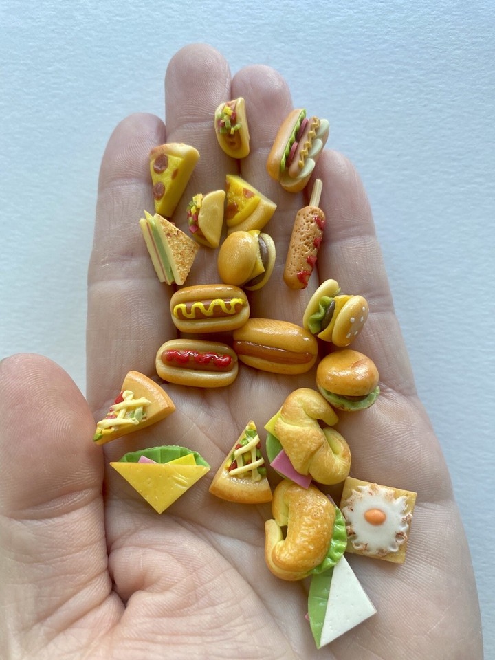 20 Pcs Set 1:12 clay Handmade miniature Dollhouse food meal burger taco ...
