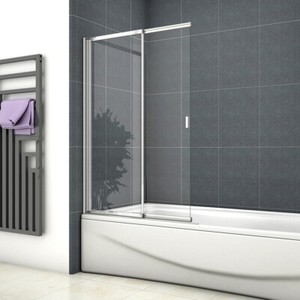 Glass Over Sliding Bath Screen 2 Shower Door Panel Fold Straight Framed ...