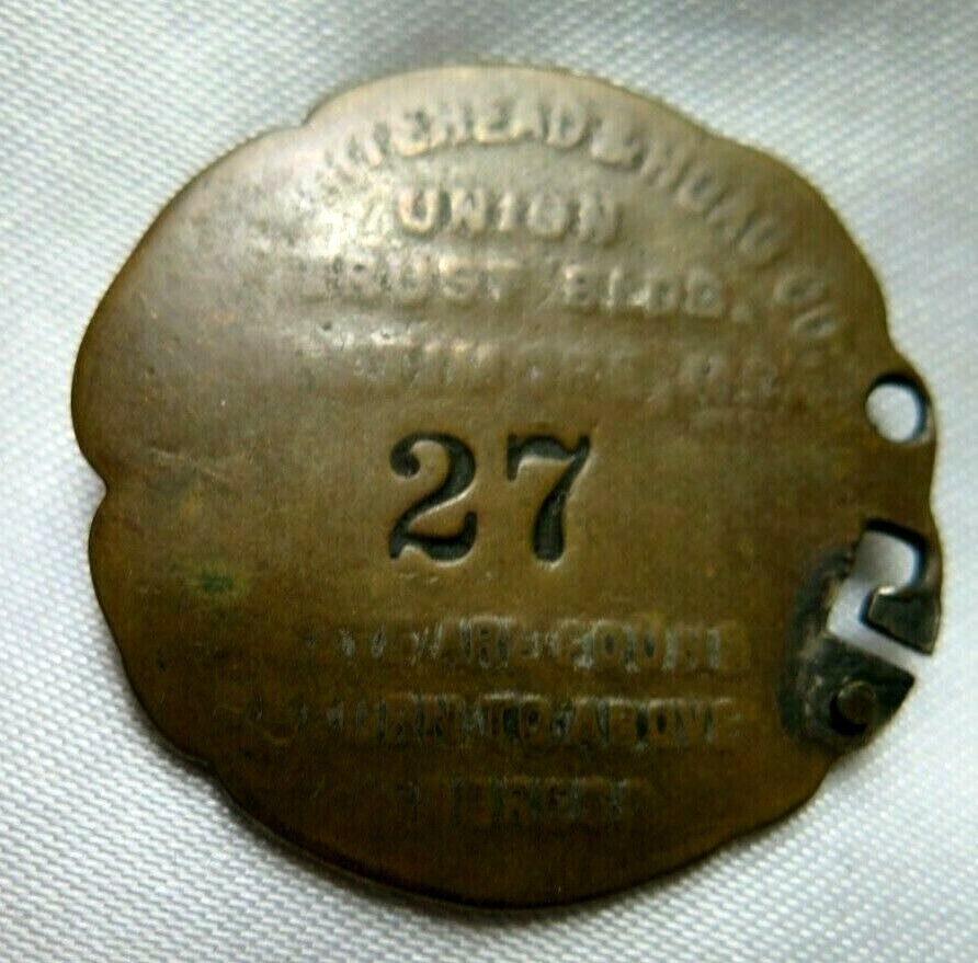 WHITEHEAD & HOAG BRASS KEY FOB Union Trust building Baltimore Md ...