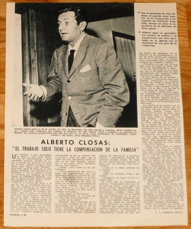 Alberto Closas Lot Of Press 1950s/70s Clippings Photo Leading Film ...