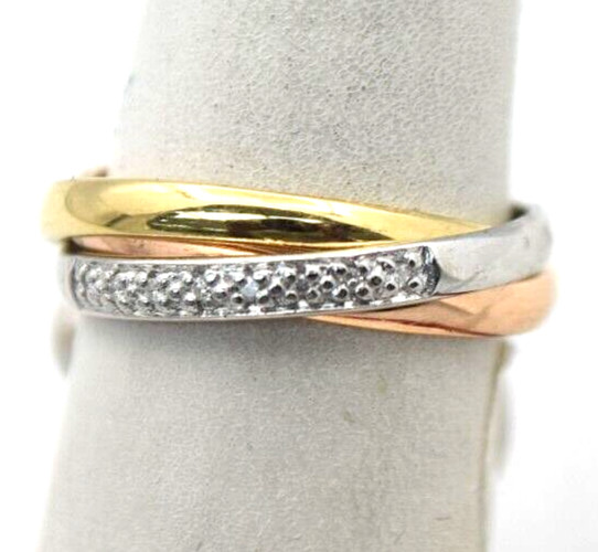 14K TRI COLOR ROLLING RINGS WITH DIAMONDS (BTSS1273) - Gem