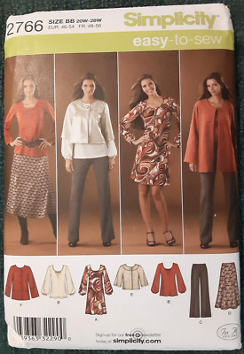 Simplicity Sewing Pattern 2766 Misses' Pants Skirt Jacket Dress Tunic ...