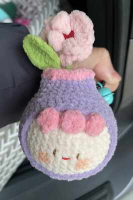 handmade crochet purple Plant Keychain | eBay