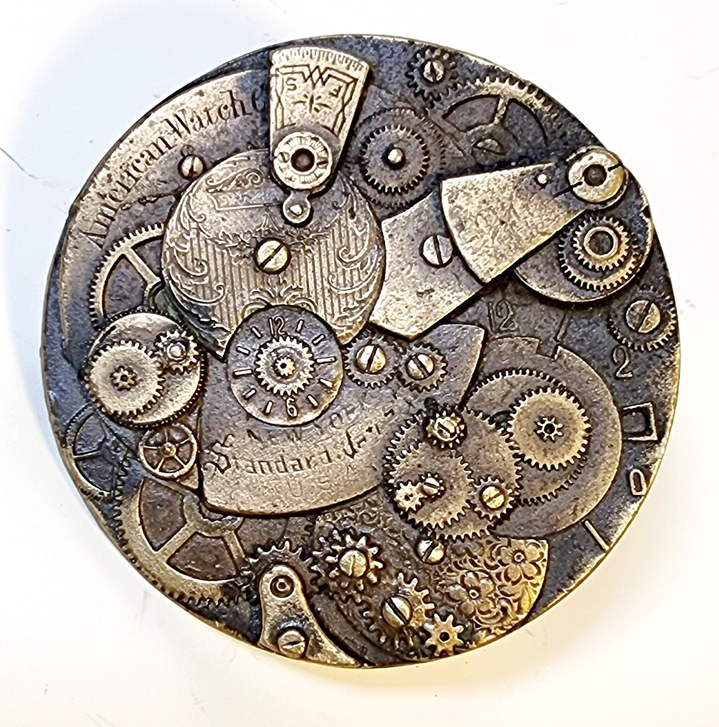 Vintage Steampunk Belt Buckle Clock Gears Pocket Watc… - Gem