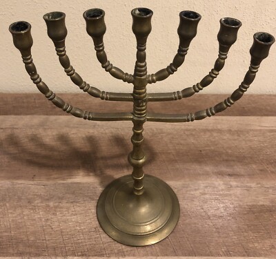 Antique Menorah Candelabra | Art Brass Shabbat Jewish Sabbath Hanukkah ...