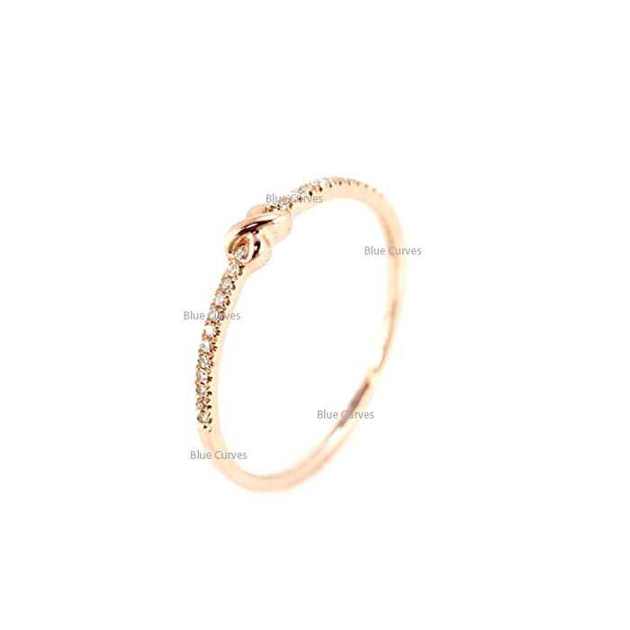 Solid 18k Rose Gold Infinity Diamond Band Ring Proposal Fine Handmade ...