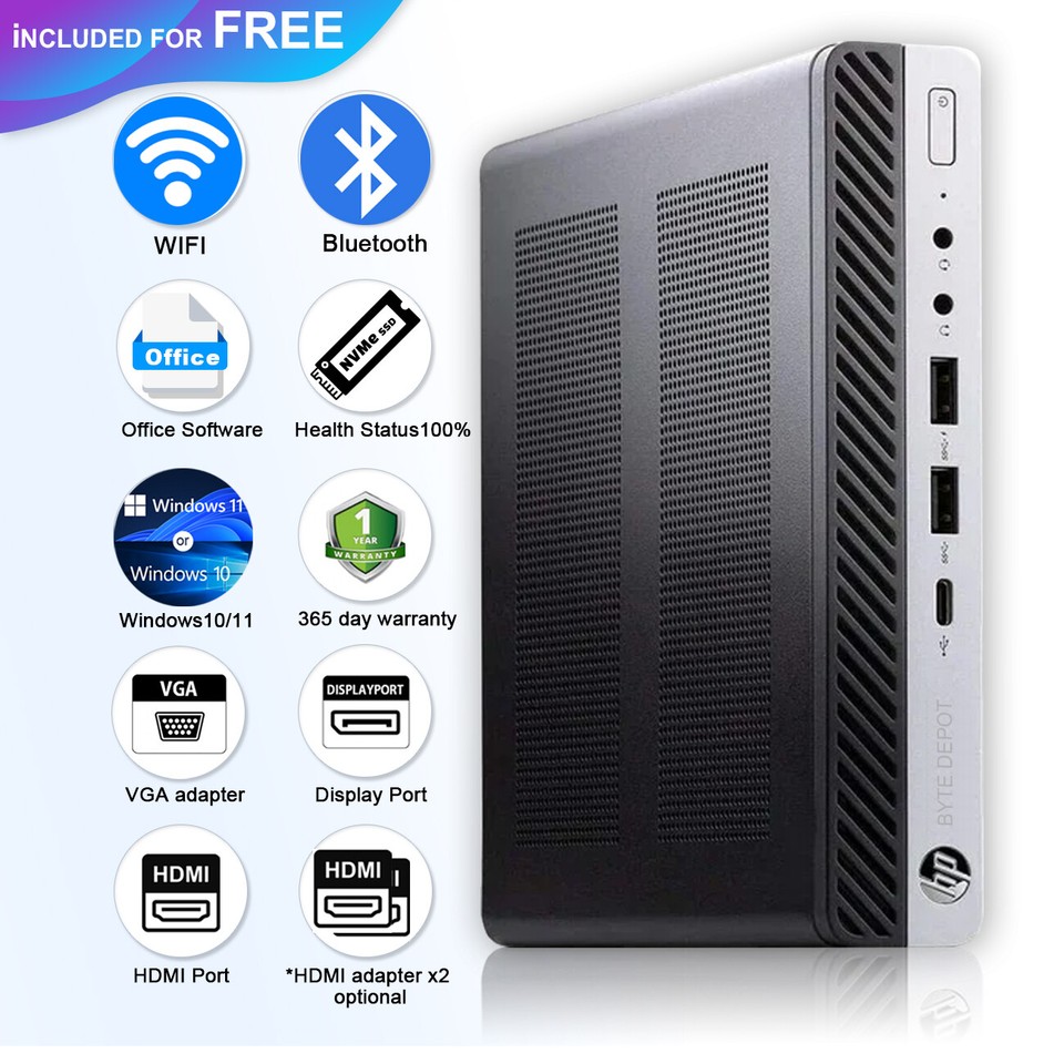 HP Mini Desktop Computer PC i7, up to 32GB RAM 1TB M.2 SSD, Windows 11/ ...