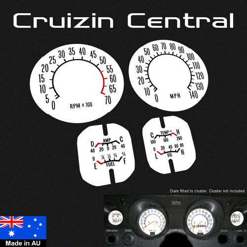 Plastic WHITE DECALS for Holden Kingswood HT HG gauge speedo tacho ...